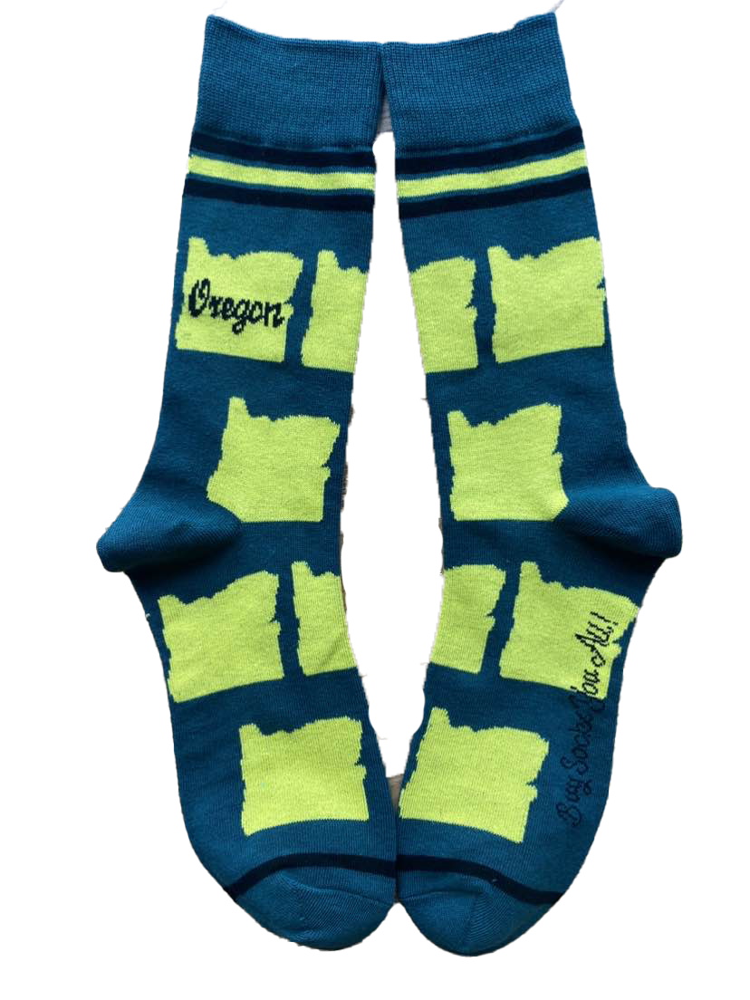 Oregon Shapes in Green and Yellow Men's Socks | Layne Wilson
