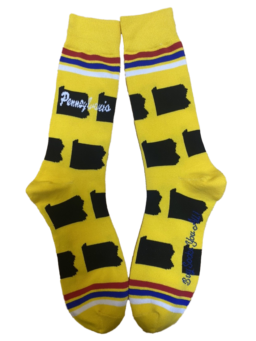 Pennsylvania Shapes in Yellow and Black Men's Socks | Layne Wilson