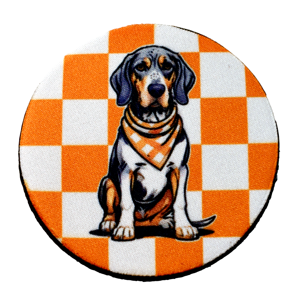 Tennessee Bluetick Coonhound Checkerboard Car Coaster | Layne Wilson