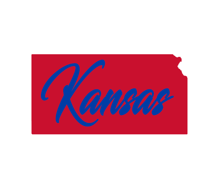 Kansas Shape in Red and Blue Wooden Magnet | Layne Wilson