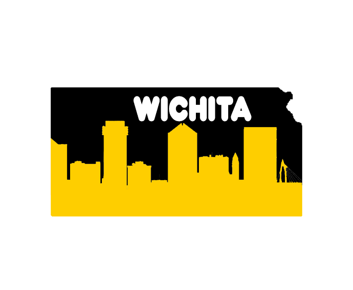Kansas Shape with Wichita Skyline Wooden Magnet | Layne Wilson